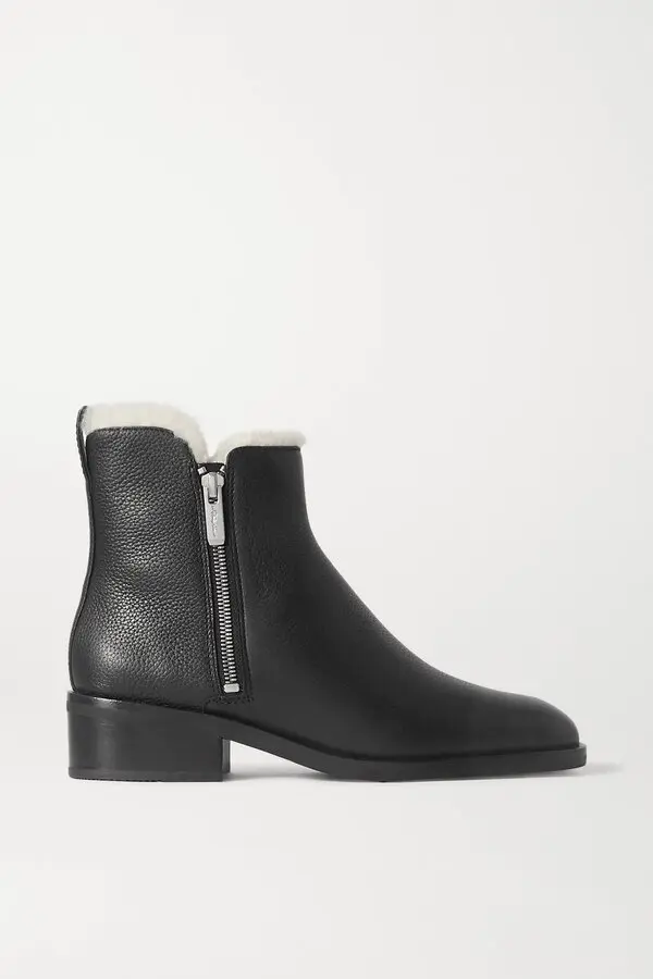 3.1 Phillip Lim Alexa Shearling-lined Textured-leather Ankle Boots