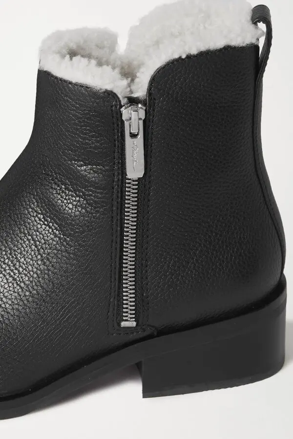 3.1 Phillip Lim Alexa Shearling-lined Textured-leather Ankle Boots