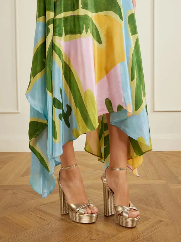 AQUAZZURA Sundance 140 Metallic Leather Platform Sandals - Gold