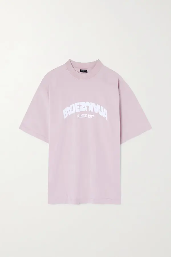 Balenciaga Printed Cotton-jersey T-shirt - Pink