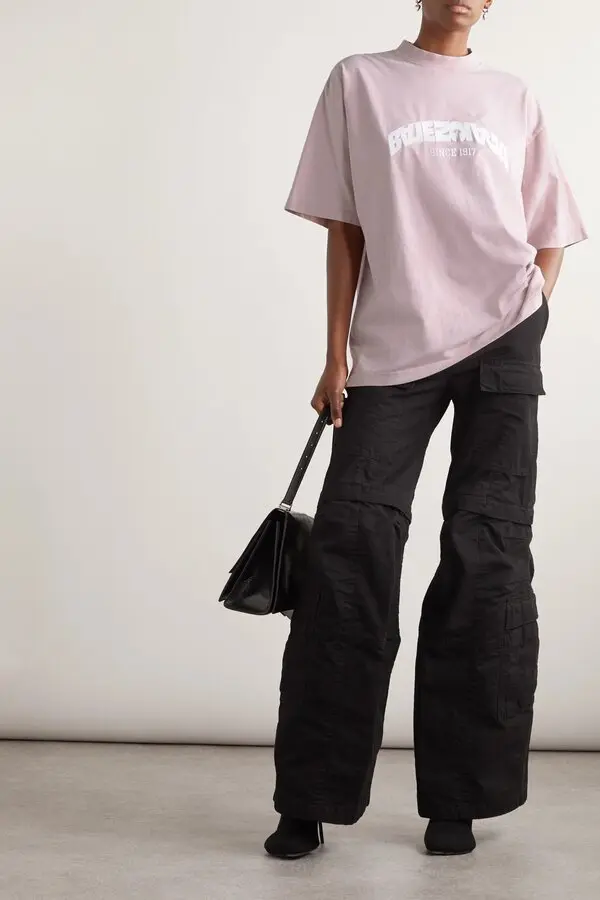 Balenciaga Printed Cotton-jersey T-shirt - Pink