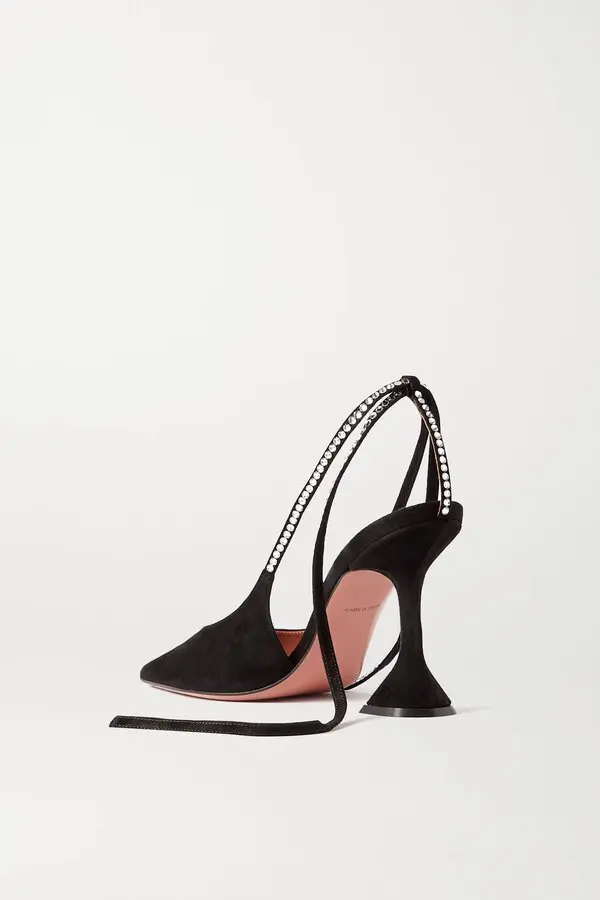 Amina Muaddi Karma Crystal-embellished Suede Pumps