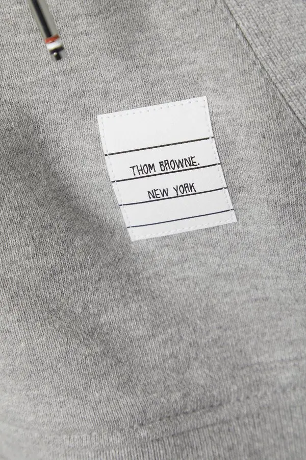Thom Browne Striped Cotton-jersey Hoodie - Gray