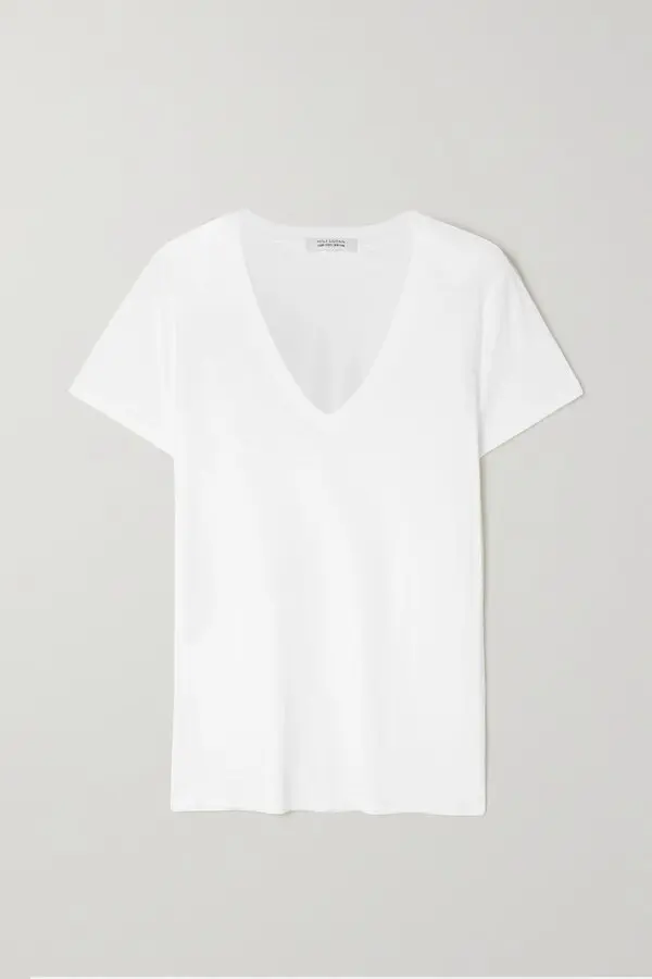 NILI LOTAN Carol Cotton-jersey T-shirt - White