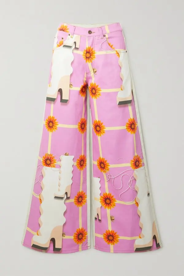 Loewe Printed High-rise Wide-leg Jeans - Pink
