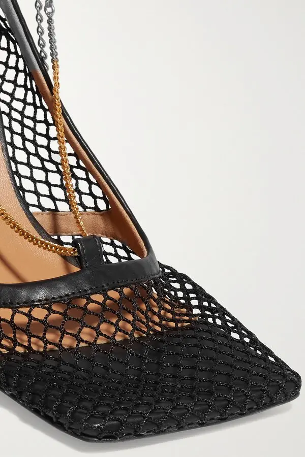 Bottega Veneta Chain-embellished Macramé And Leather Pumps