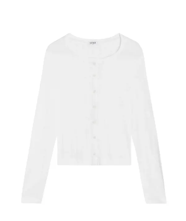 LESET Pointelle-knit Cotton-jersey Cardigan - White