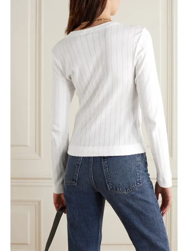 LESET Pointelle-knit Cotton-jersey Cardigan