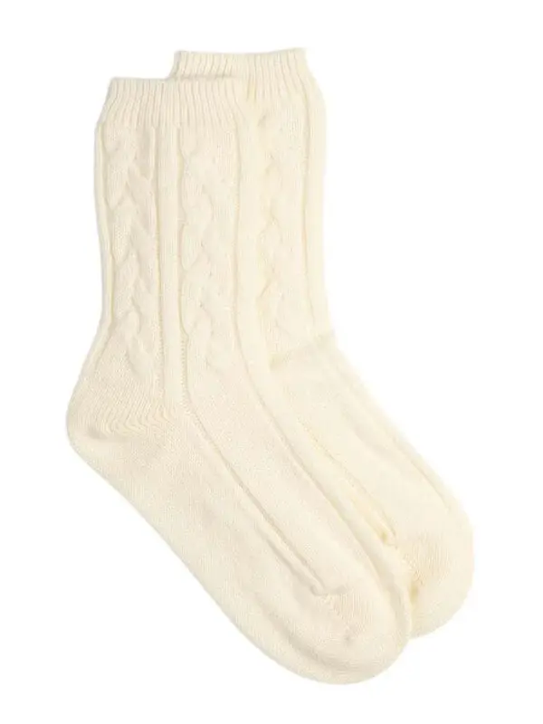 Johnstons Of Elgin Cable-knit Cashmere Socks - Cream