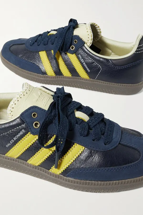 Adidas Wales Bonner Samba Nubuck-Trimmed Leather Sneakers - Blue