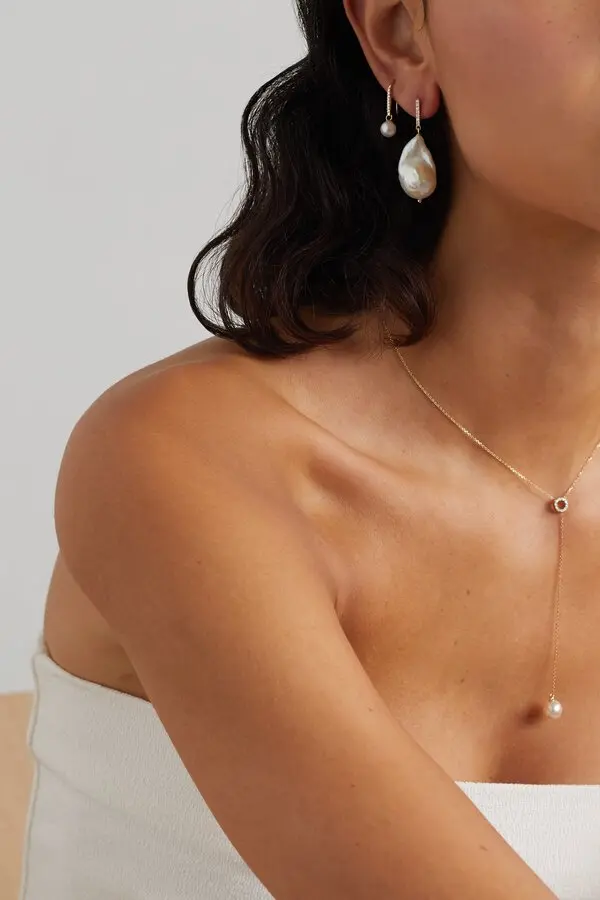 Mateo 14-karat Pearl And Diamond Earrings