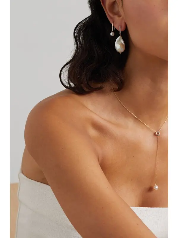 Mateo 14-karat Pearl And Diamond Earrings