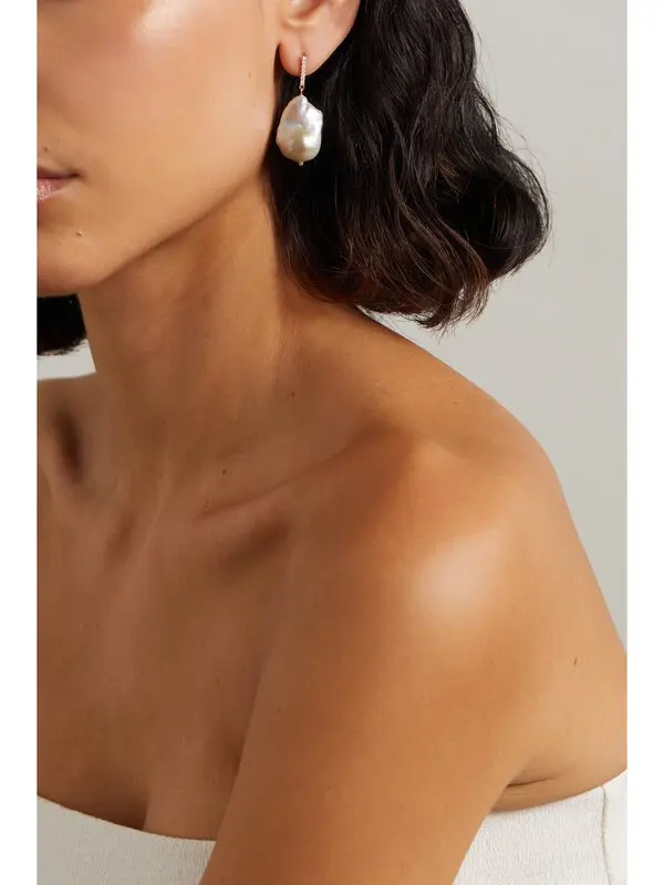 Mateo 14-karat Pearl And Diamond Earrings
