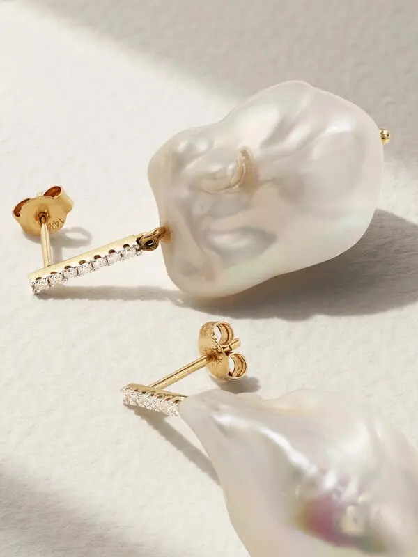 Mateo 14-karat Pearl And Diamond Earrings