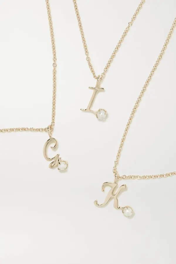 STONE AND STRAND Initial 9-karat Pearl Necklace - Gold