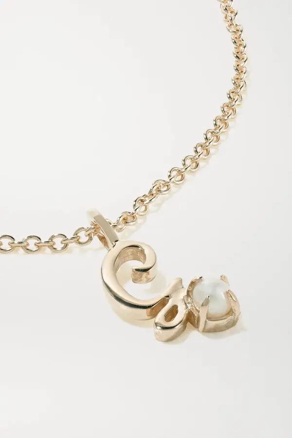 STONE AND STRAND Initial 9-karat Pearl Necklace