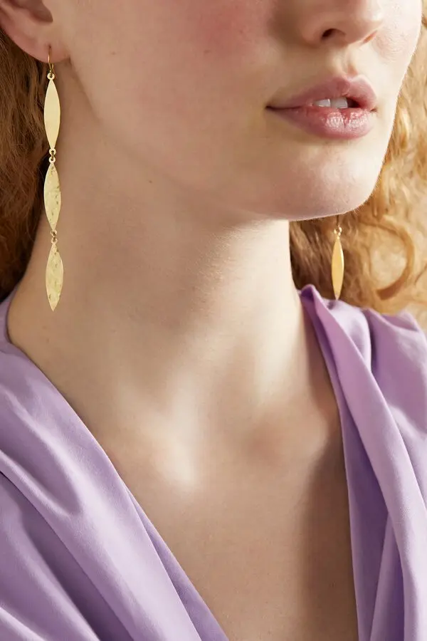 JENNIFER MEYER Hammered 18-karat Drop Earrings