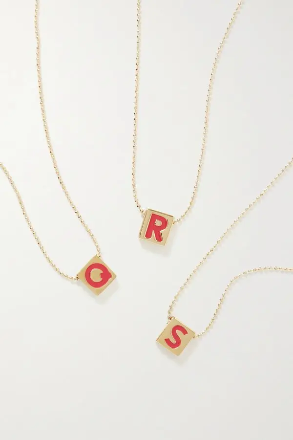 ROXANNE ASSOULIN Initial -plated And Enamel Necklace - Red