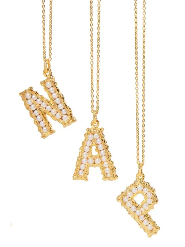 Pacharee Alphabet -plated Pearl Necklace