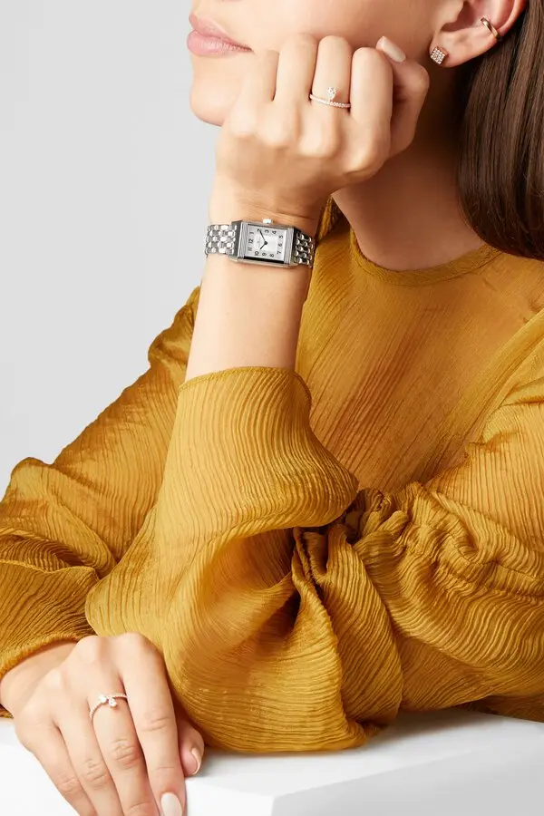 JAEGER-LECOULTRE Reverso Classic Duetto Small Hand-wound 34.2mm X 21mm Stainless Steel And Diamond Watch