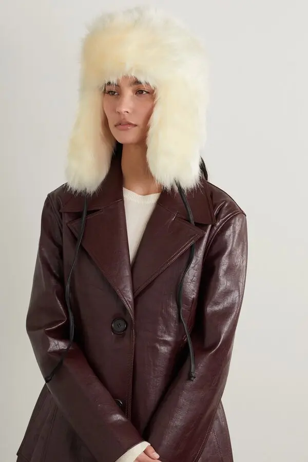 Eugenia Kim Owen Leather-Trimmed Faux Fur Trapper Hat New EUGENIA KIM Owen LEATHER-Trimmed multi color TRAPPER Hat  main image 2