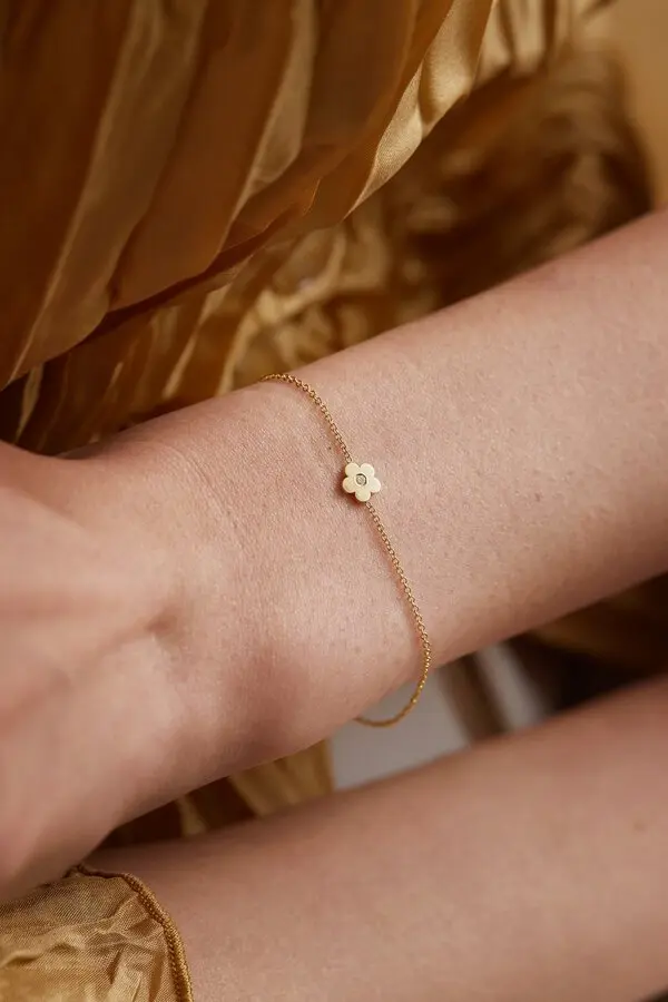 JENNIFER MEYER 18-karat Diamond Flower Charm Bracelet
