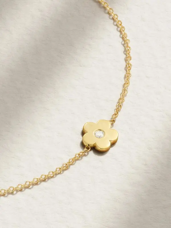 JENNIFER MEYER 18-karat Diamond Flower Charm Bracelet