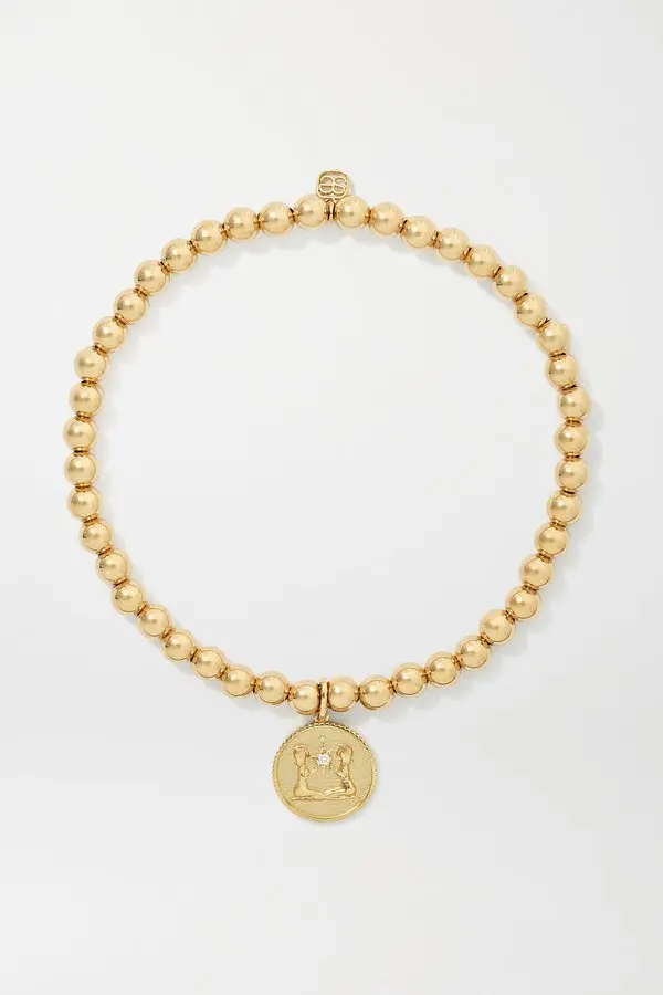 SYDNEY EVAN Gemini 14-karat Diamond Charm Bracelet - Gold