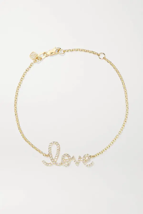 SYDNEY EVAN Love Medium 14-karat Diamond Bracelet - Gold
