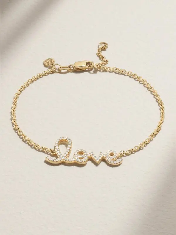SYDNEY EVAN Love Medium 14-karat Diamond Bracelet - Gold