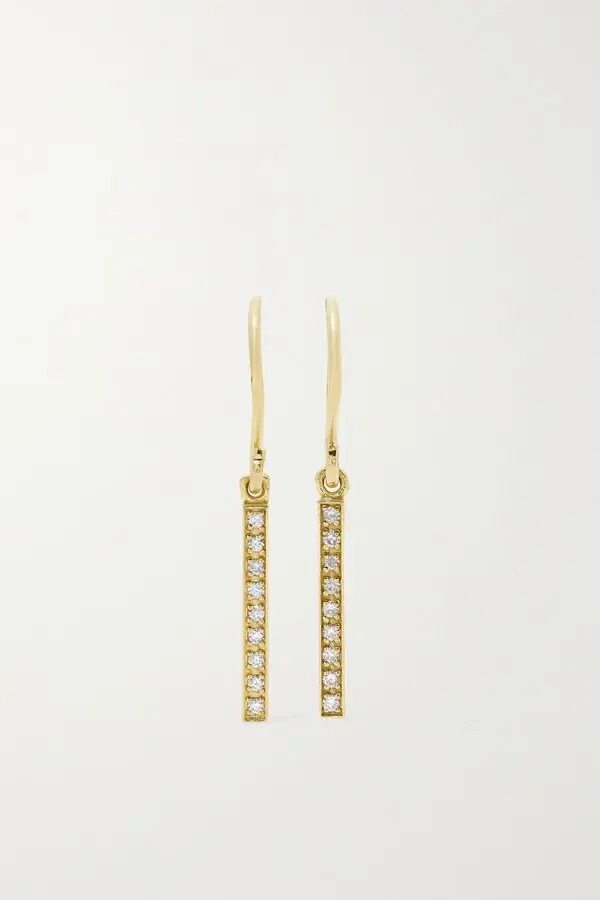 JENNIFER MEYER 18-karat Diamond Bar Earrings - Gold