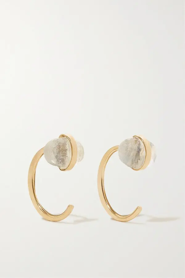 MELISSA JOY MANNING 14-karat Recycled Moonstone Hoop Earrings - Gold