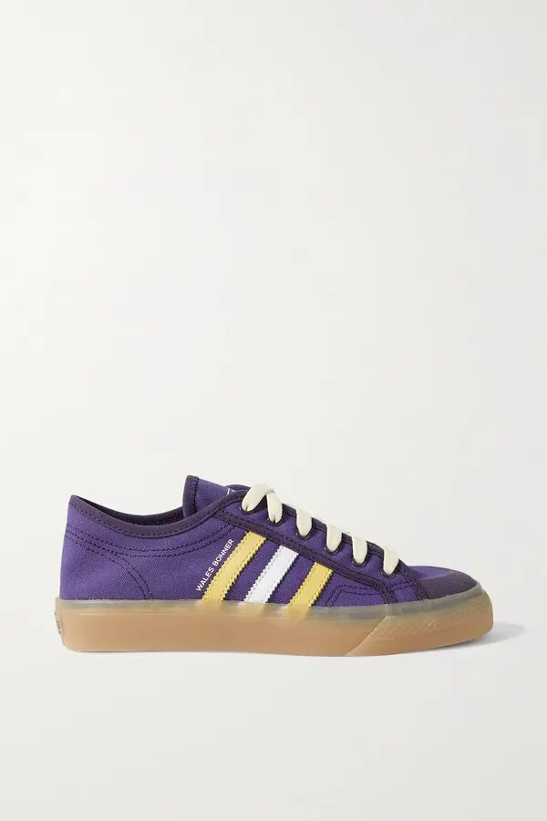 Adidas Wales Bonner Nizza Leather-Trimmed Canvas Sneakers  display picture 2