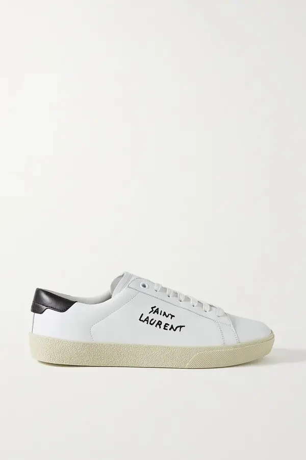 Saint Laurent Court Classic Sl/06 Logo-embroidered Leather Sneakers