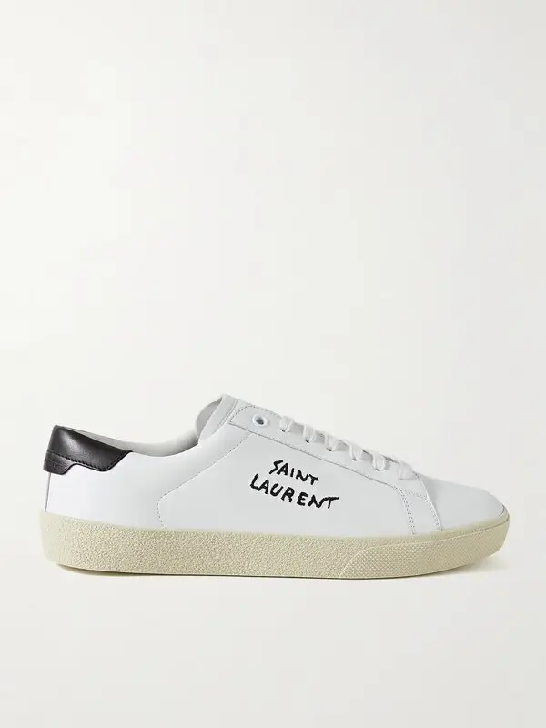 Saint Laurent Court Classic Sl/06 Logo-embroidered Leather Sneakers - White