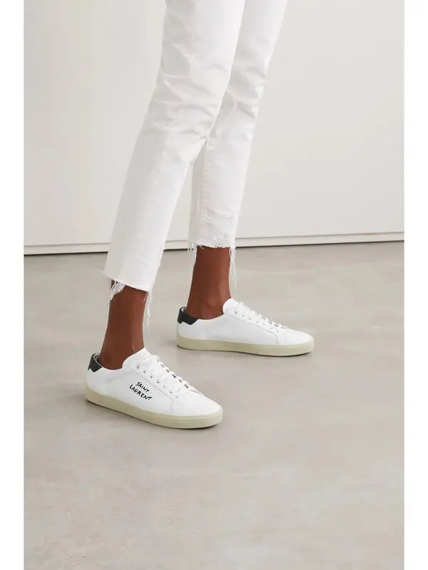 Saint Laurent Court Classic Sl/06 Logo-embroidered Leather Sneakers - White