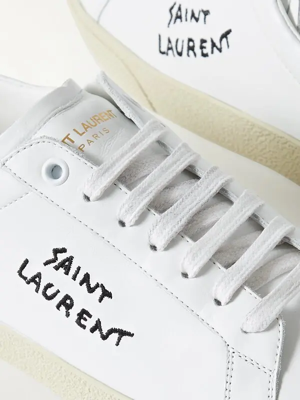 Saint Laurent Court Classic Sl/06 Logo-embroidered Leather Sneakers - White