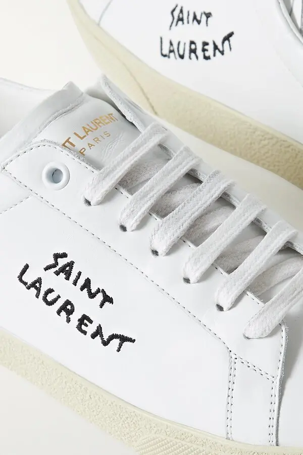 Saint Laurent Court Classic Sl/06 Logo-embroidered Leather Sneakers