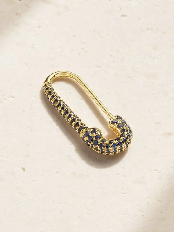 ANITA KO Safety Pin 18-karat Sapphire Stud Earring - Blue