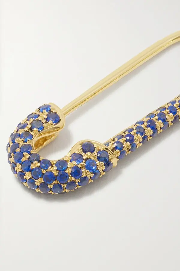 ANITA KO Safety Pin 18-karat Sapphire Stud Earring