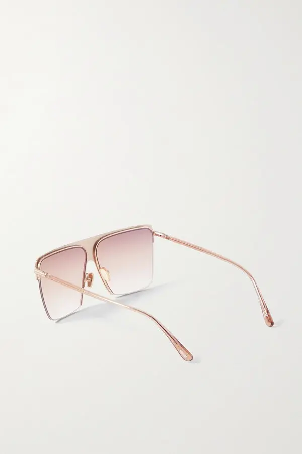 Tom Ford Sofi Square-Frame Gold-Tone And Acetate Sunglasses  display picture 3
