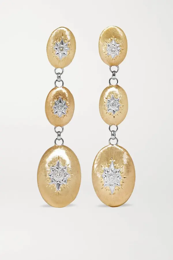 Buccellati Macri 18-karat Yellow And White Diamond Earrings