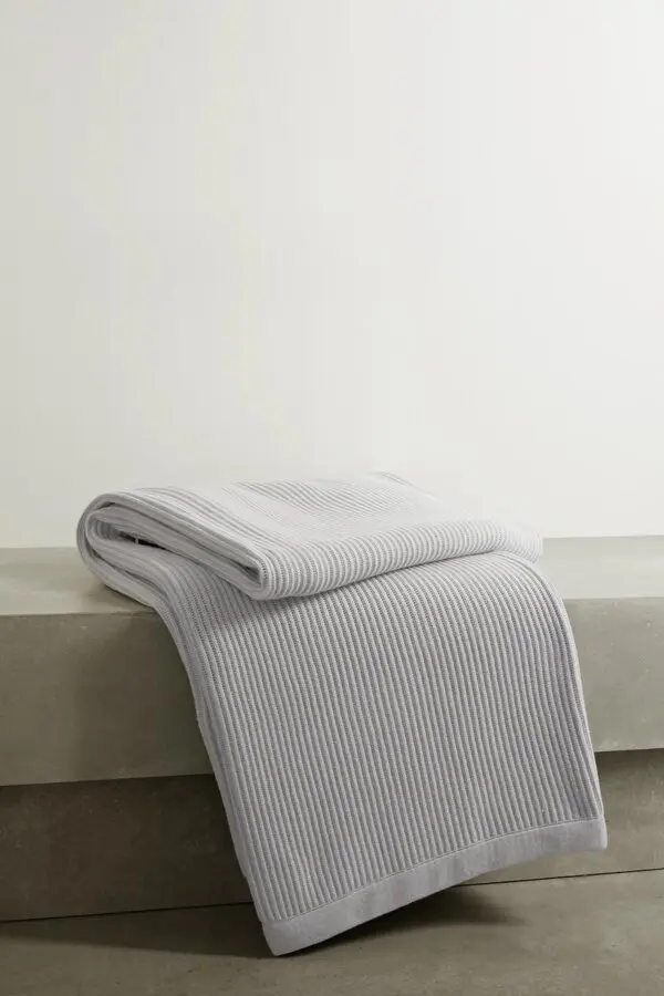 Brunello Cucinelli Ribbed Cashmere Throw - Gray