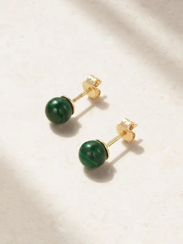 Mateo 14-karat Malachite Drop Earrings - Gold