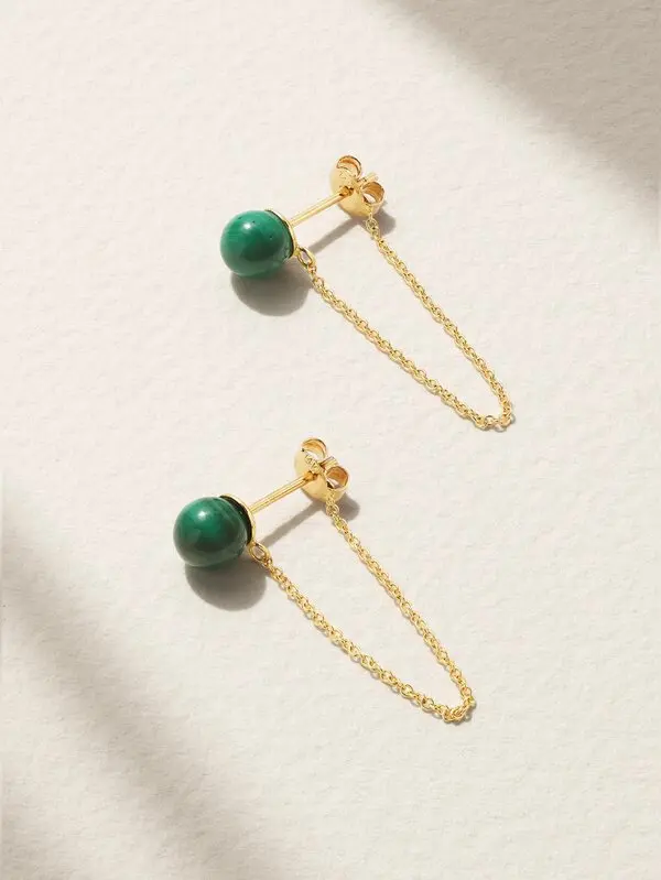 Mateo 14-karat Malachite Drop Earrings - Green