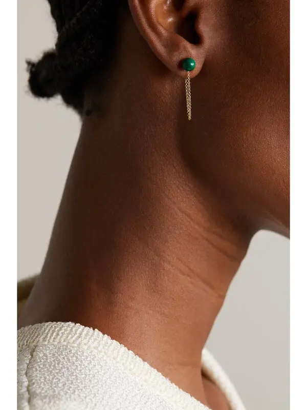 Mateo 14-karat Malachite Drop Earrings - Green