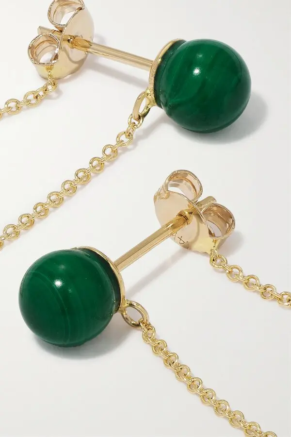 Mateo 14-karat Malachite Drop Earrings - Green