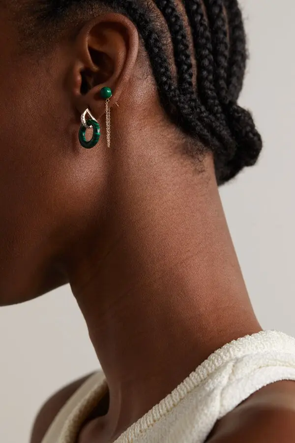 Mateo 14-karat Malachite Drop Earrings - Green