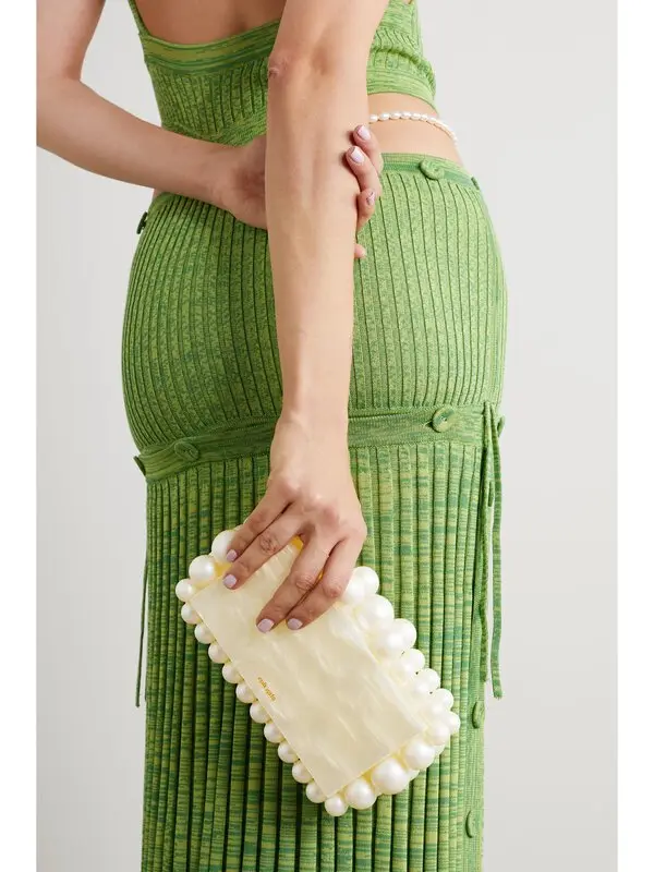 Cult Gaia Eos Beaded Clutch - Neutrals