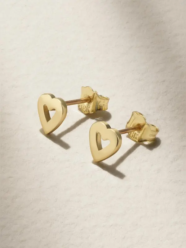 JENNIFER MEYER Mini Open Heart 18-karat Stud Earrings - Gold
